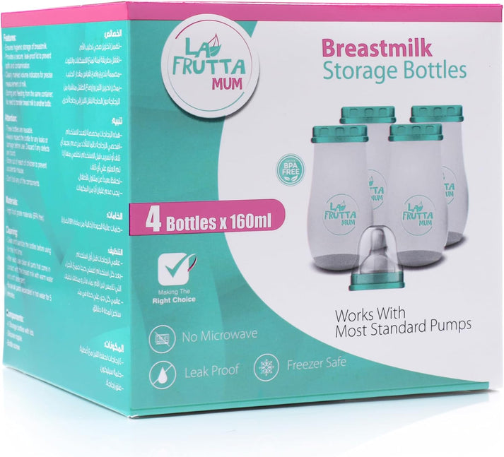 La Frutta MUM Breast Milk Storage Bottles 160ml – 4pcs with Bottle ...